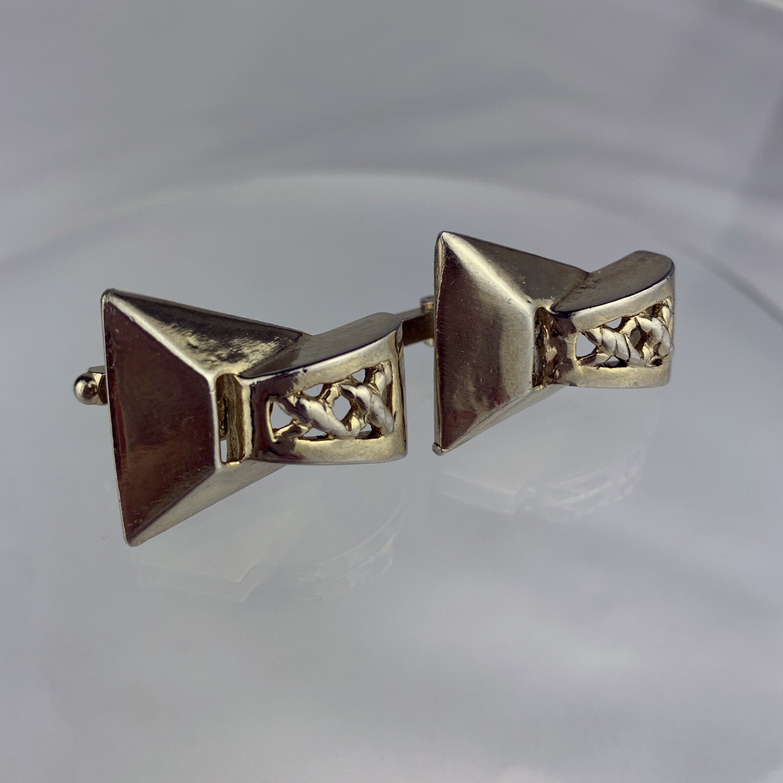 Retro 1980’s Style Geometric Gold Tone Cufflinks Flas… - Gem