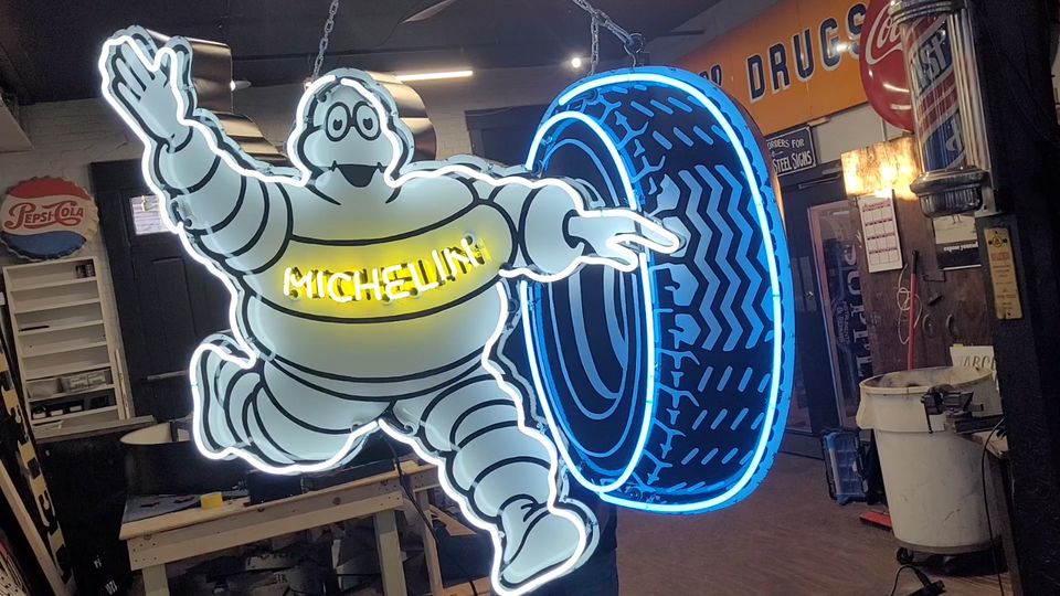 New Michelin Man Porcelain Neon Sign 75 IN W x 60 IN H | eBay