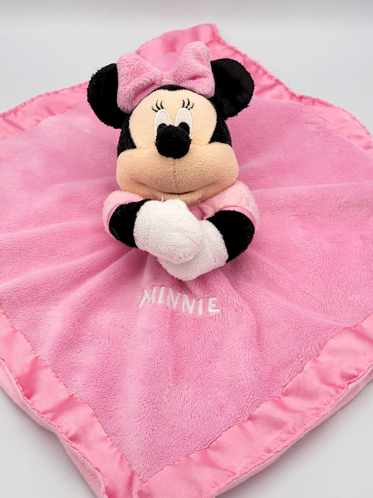 MINNIE MOUSE Rattle Lovey Security Blanket Satin & Disney Junior Pop ...