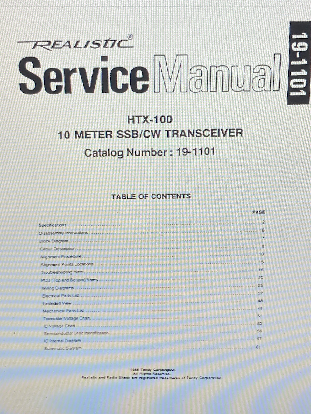 Realistic Htx-100 10 Meter Ssb Cw Transceiver Service Manual Digital | eBay