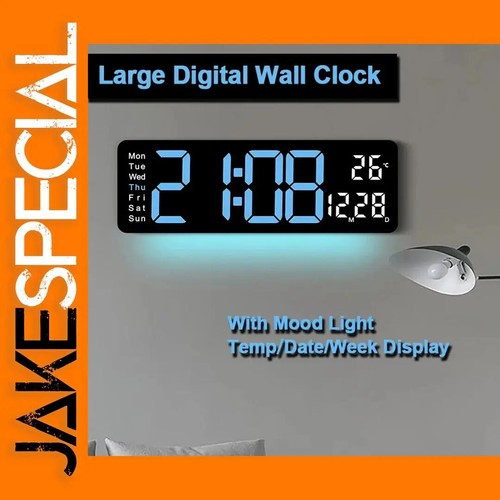 Large LED Wall Clock with Remote and Ambient Light | eBay