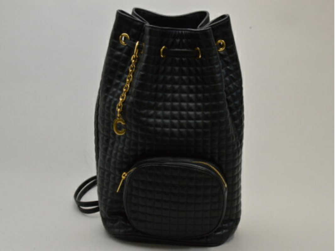 Celine Small C Charm Backpack Leather Quilted Black G… - Gem