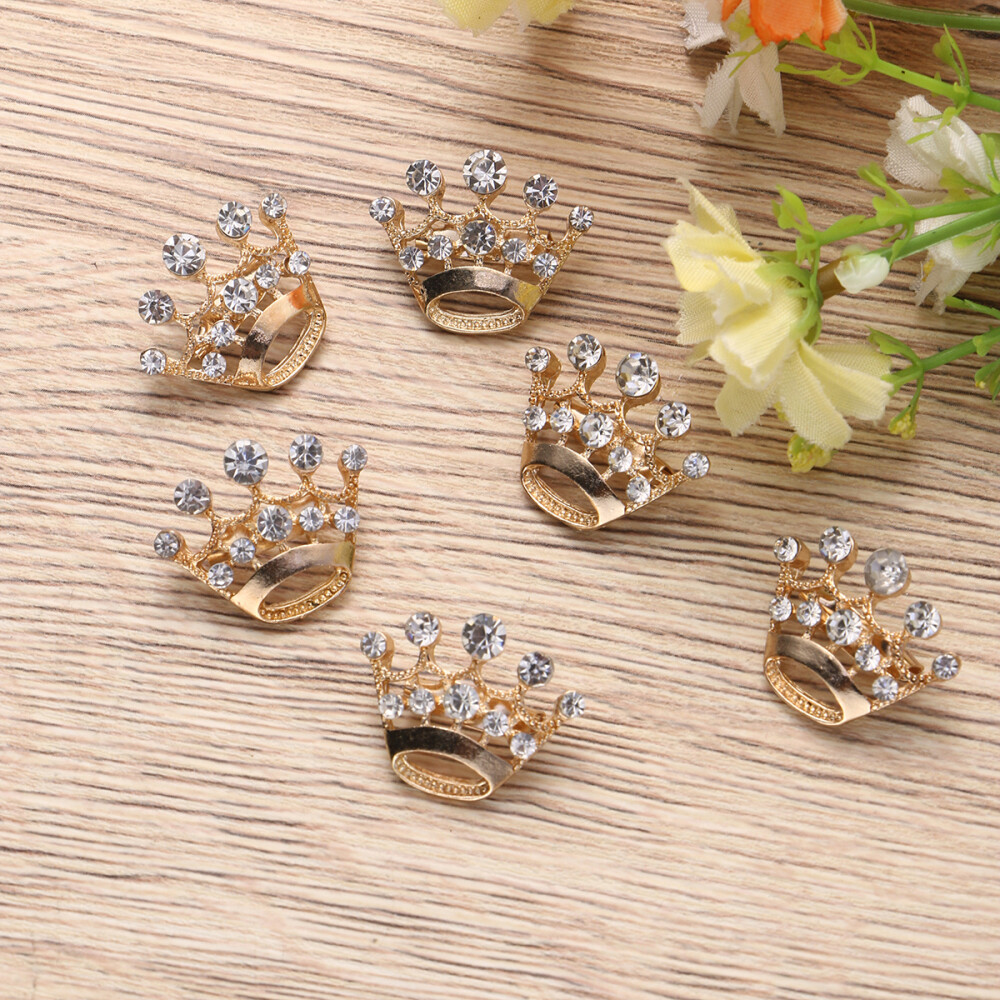 2 PCS Crown Badge Brooch Pin Bouquet Pins for Pageant Mini Rhinestones ...