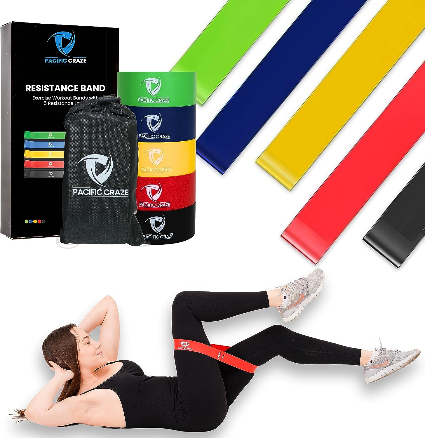 Pro Resistance Bands for Working Out Women (Set of 5) Workout Exercise ...
