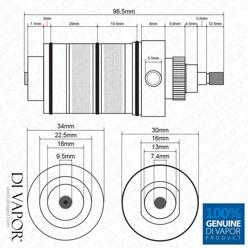 Thermostatic Cartridge for Shower / Steam Shower TMV Temperature Brass ...