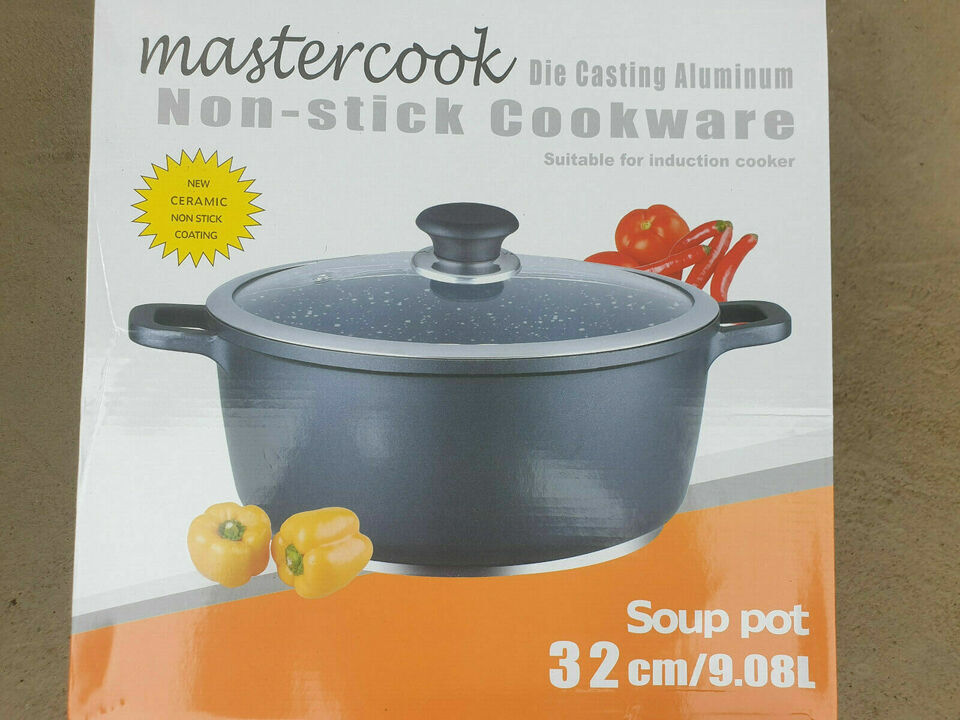 Mastercook Non Stick Die Cast Aluminium Deep Casserole Soup Stock Pot ...