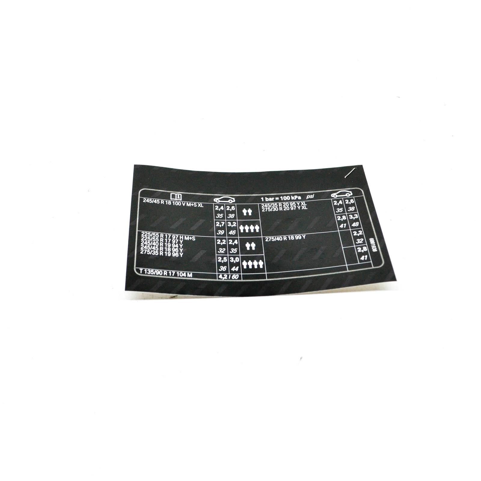 BMW 6 Cabrio F12 Tire Pressure Label 71246881938 NEW | eBay