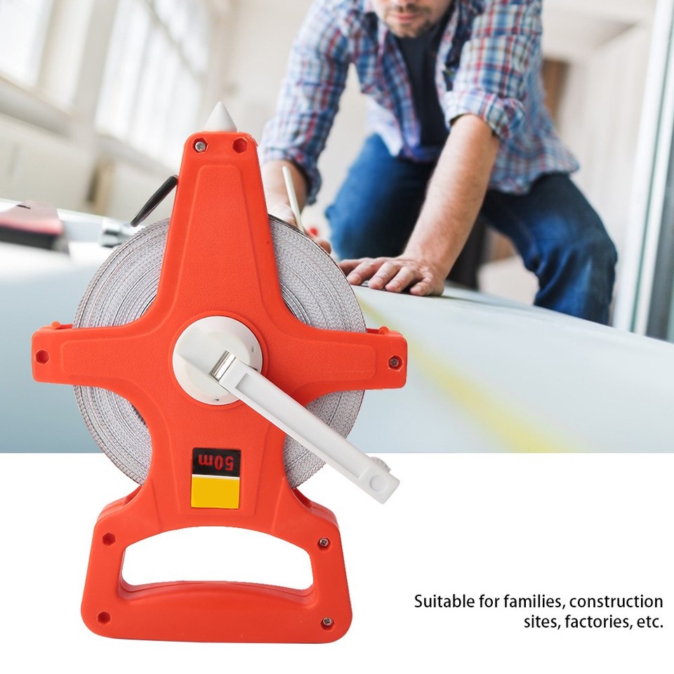 50m Thickened Hand Plastic Open Reel Tape Measure Measuring Ruler Tool ...