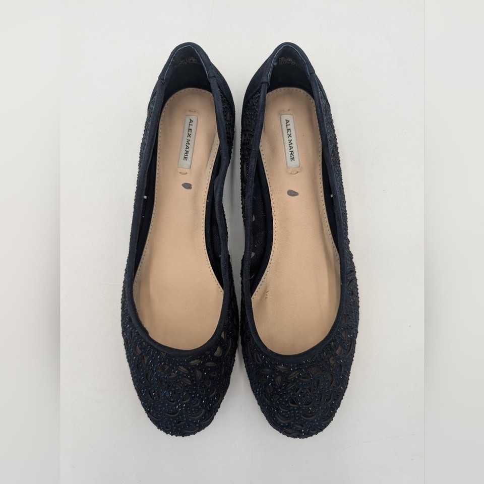 Alex Marie Atlanta Suede Rhinestone Designer Flats Sz 9M Women Seaport ...
