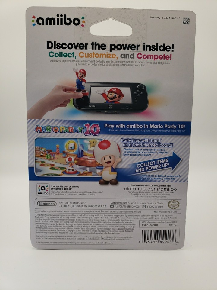 Nintendo Amiibo Super Mario Series Toad 1st Print Brand New Factory ...
