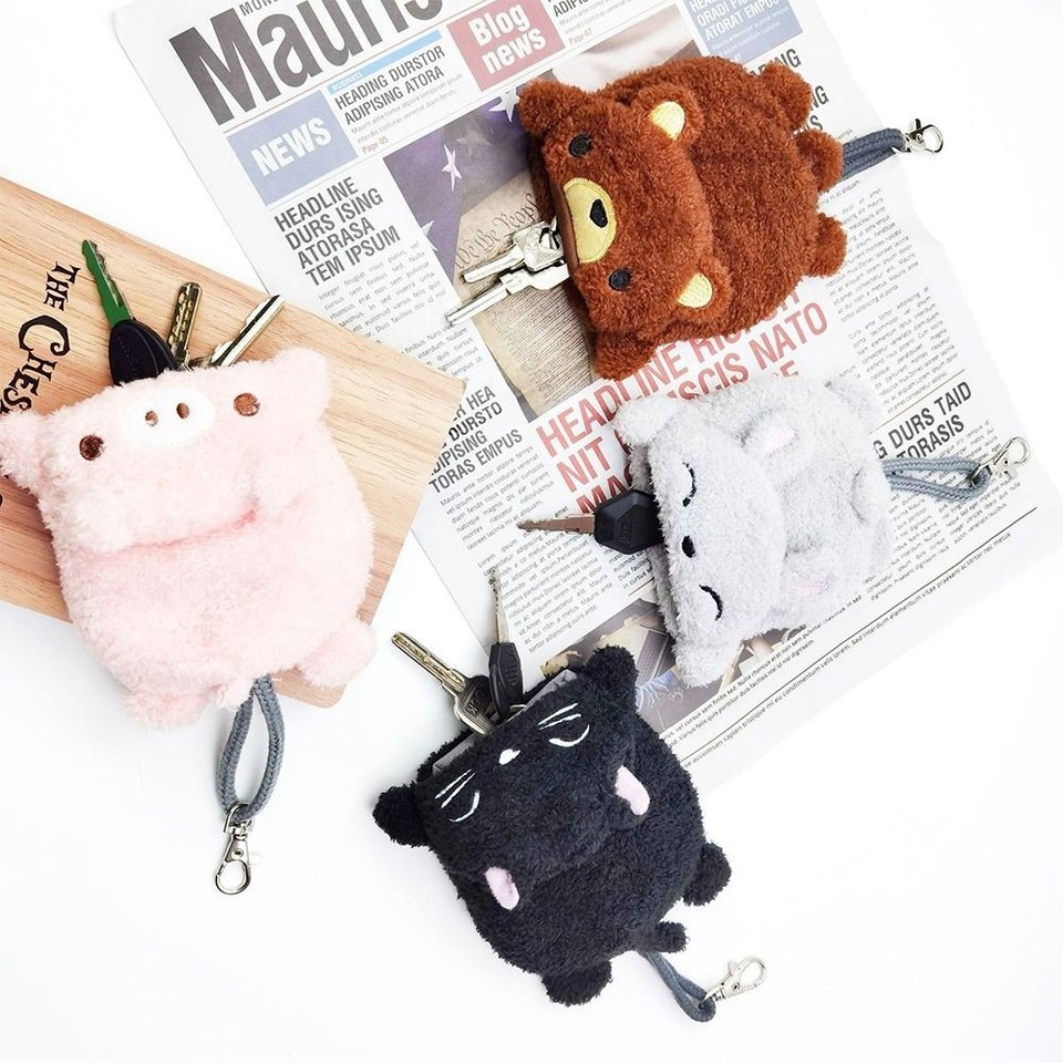 Pendant Cartoon Strawberry Cake Coin Purse Plush Animal Bear Pig Rabbit ...