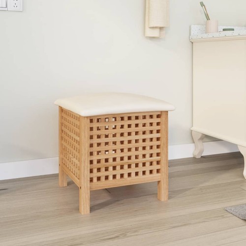 Bathroom Stool Solid Wood Walnut Washing Basket Wicker Hamper Wooden ...
