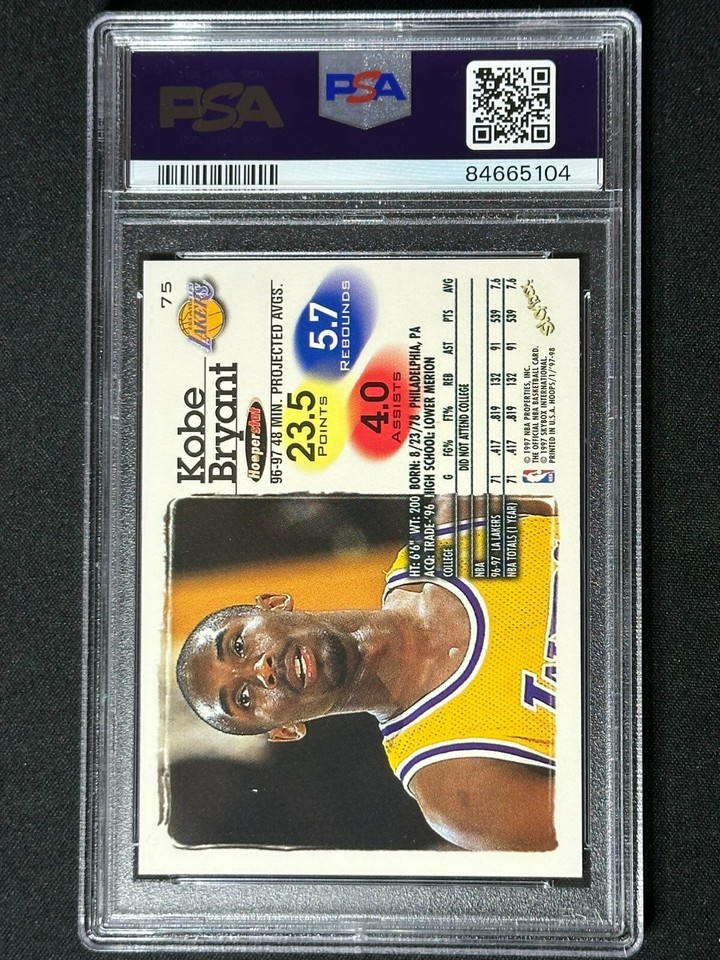 1997 NBA Hoops Kobe Bryant #75 PSA 10 GEM MINT Lakers HOF GOAT Mamba ...