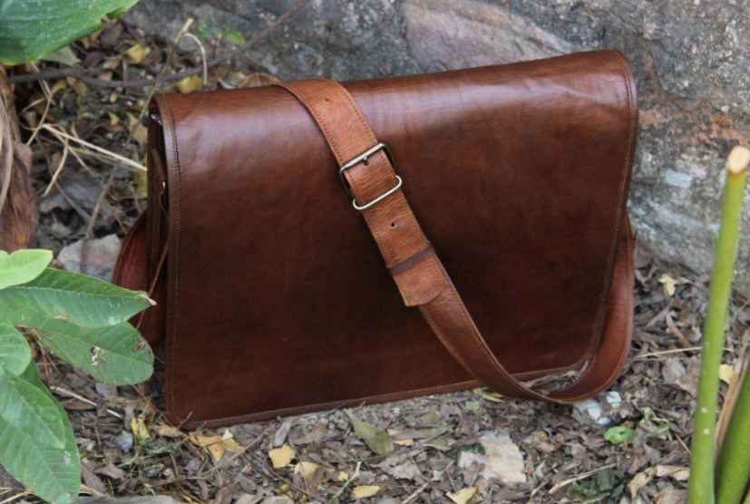 Men & Women Leather Messenger Laptop Bag Computer Distressed Satchel ...