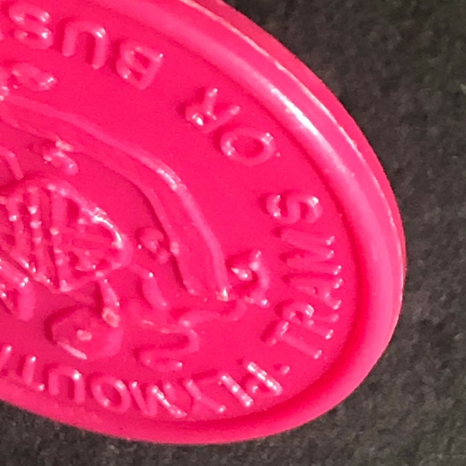 Plymouth Trams Buses School England Plastic Token Red 1 1/2D 25mm c50's ...