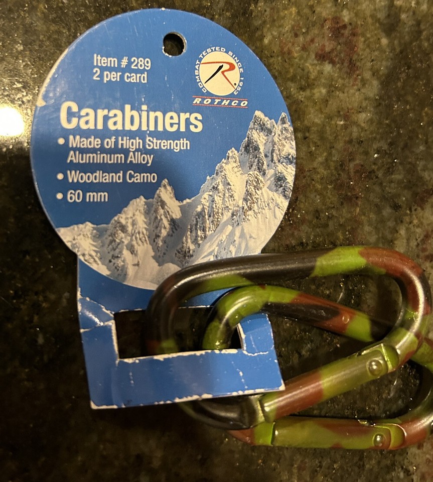 Woodland Camouflage Carabiner 2 Per Card - 60 MM - Not For Climbing | eBay