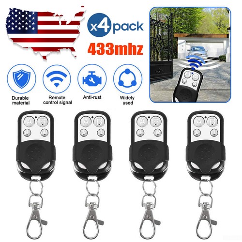 4 Pcs 433MHz Universal Cloning Remote Control Key Fob Electric Gate ...