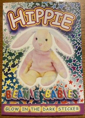 1999 Hippie The Ty-Dye Bunny Sticker Glow in the dark TY Beanie Baby ...