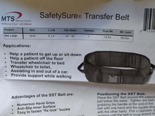 Transfer Belt LARGE Fits waist 42”-60” weight limit 300lbs MTS ...