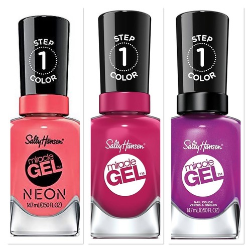 3 Sally Hansen Miracle Gel Feeling Grape Pink Stiletto Flash Of Bright ...