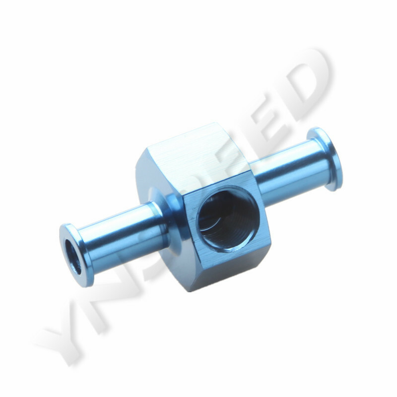 5/16" 8mm Inline Fuel Pressure Gauge Barb Adapter With 1/8" Port | Blue ...