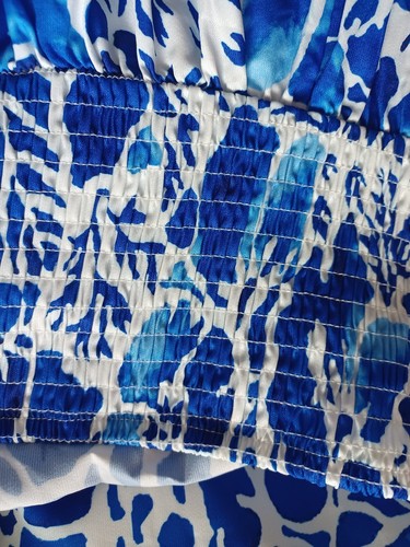 SHIEN Ladies blue and white smocked maxi dress size Large (A848) | eBay UK