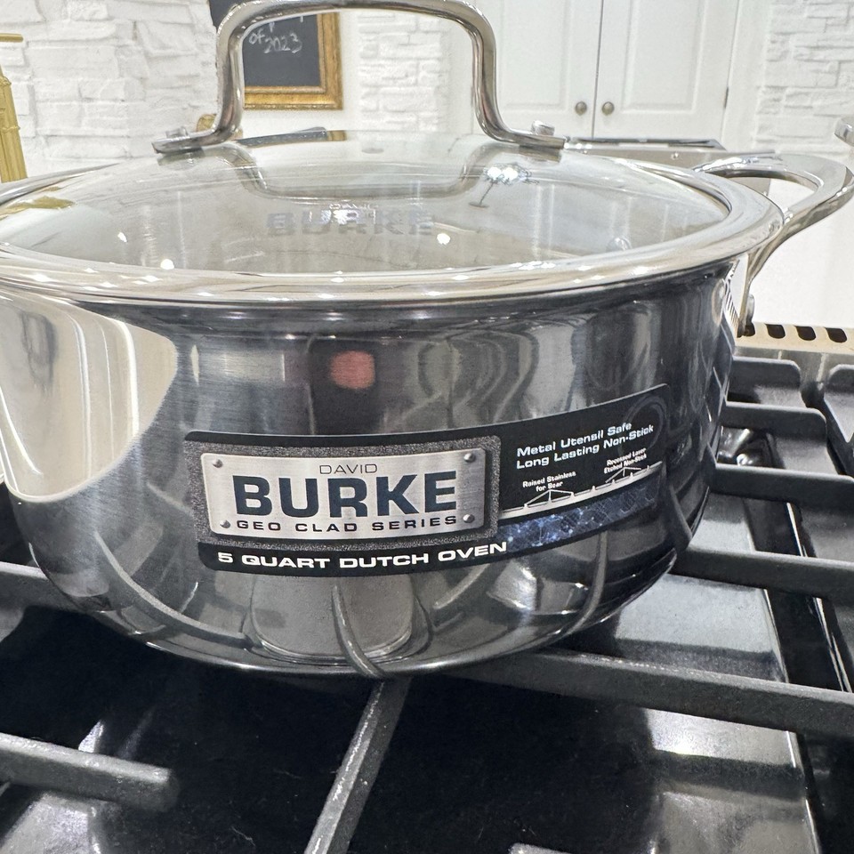 David Burke Geo Clad Tri Ply Cookware Set Pots Pans Fry Stockpot Dutch ...