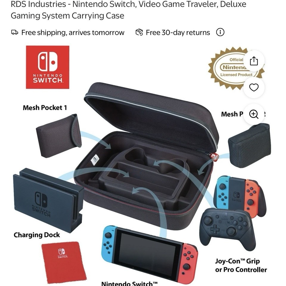 RDS Industries Nintendo Switch Storage Traveler Carrying Case Black | eBay