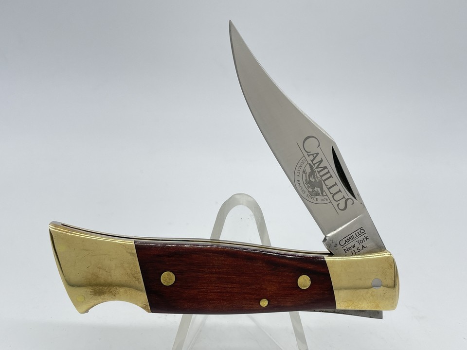 Vintage CAMILLUS USA 4 Brown Folding Clip Point Hunter Lockback w ...
