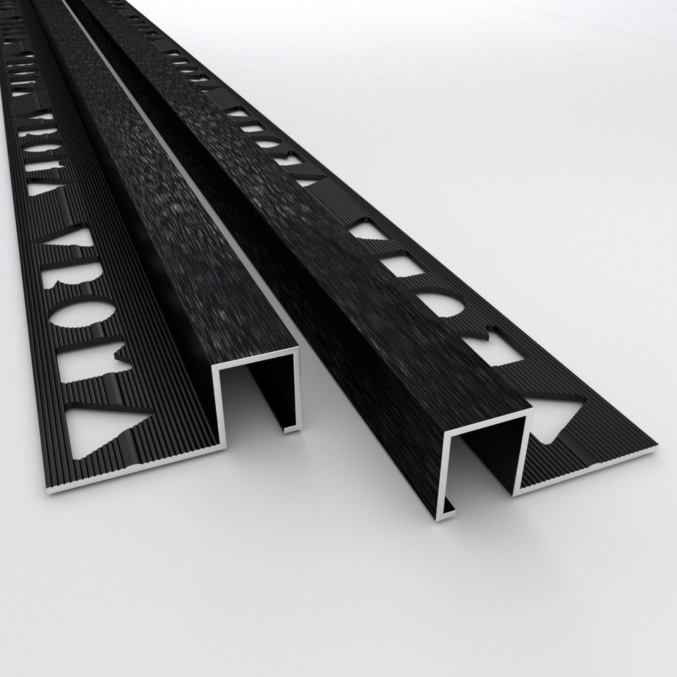 10 X Tile Trim Brushed Black L-Shape/Square Edge, Box, Round/Quadrant ...