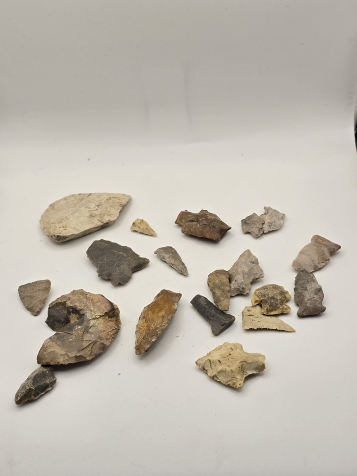 Native American Stone Arrowheads & Flints Mixed Lot of 18 Knapped ...