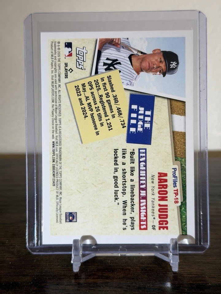 2026 Topps Series 1 Profiles Aaron Judge Yankees By Ken Griffey Jr TP ...
