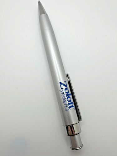 Vintage Zoloft Promo Pen Pharmaceutical Drug Rep Advertising Silver ...