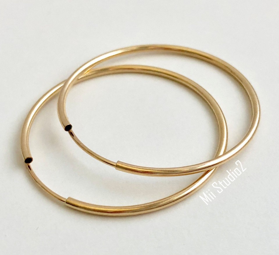 2x 38mm 14k gold filled Round Circle Endless hoop earring ear wire ...