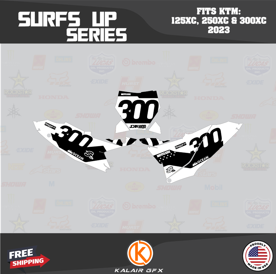Graphics Kit for KTM 2-stroke 125XC, 250XC & 300XC 2023 SurfsUp-White ...