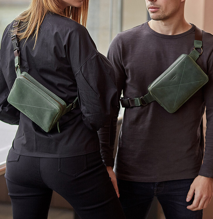 Stylish waist bag man woman in made genuine leather embossed handmade ...