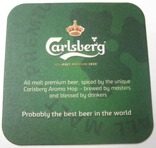 CARLSBERG ALL MALT PREMIUM BEER Coaster, Mat with Crown, Copenhagen ...
