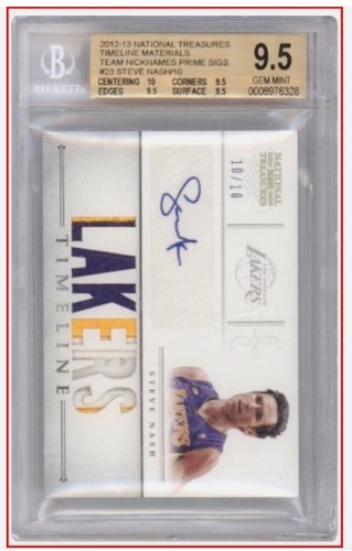Steve Nash #23 2012 Panini National Treasures TL Mat Custom AUTO 10/10 ...