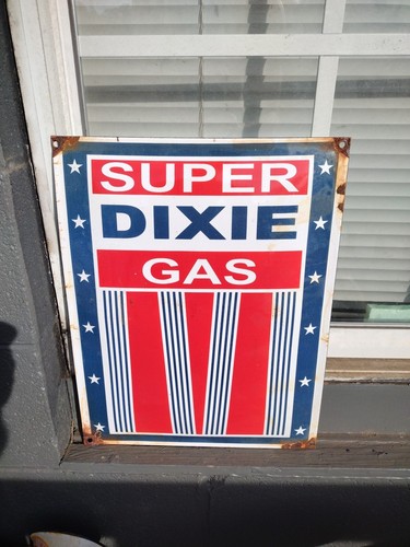 LARGE DIXIE GASOLINE PORCELAIN METAL GAS OIL ADVERTISING SIGN | eBay