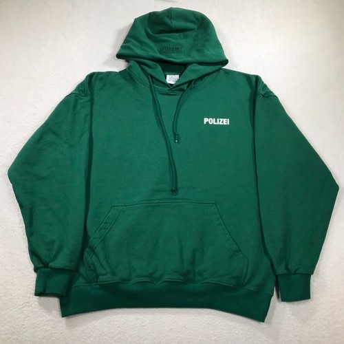 VETEMENTS Hoodie Sweatshirt Mens Large Green HeavyWeight POLIZEI Luxury ...