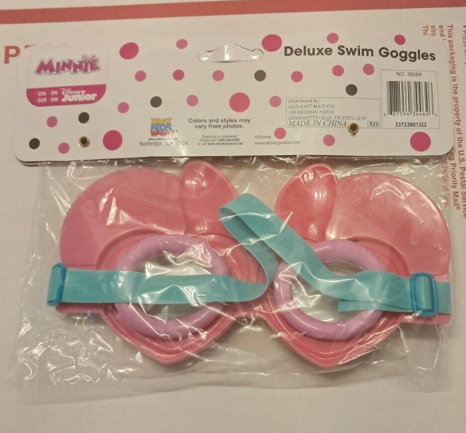 Minnie Mouse Deluxe Swim Goggles Ages 3+ Pink Disney Jr New UV ...