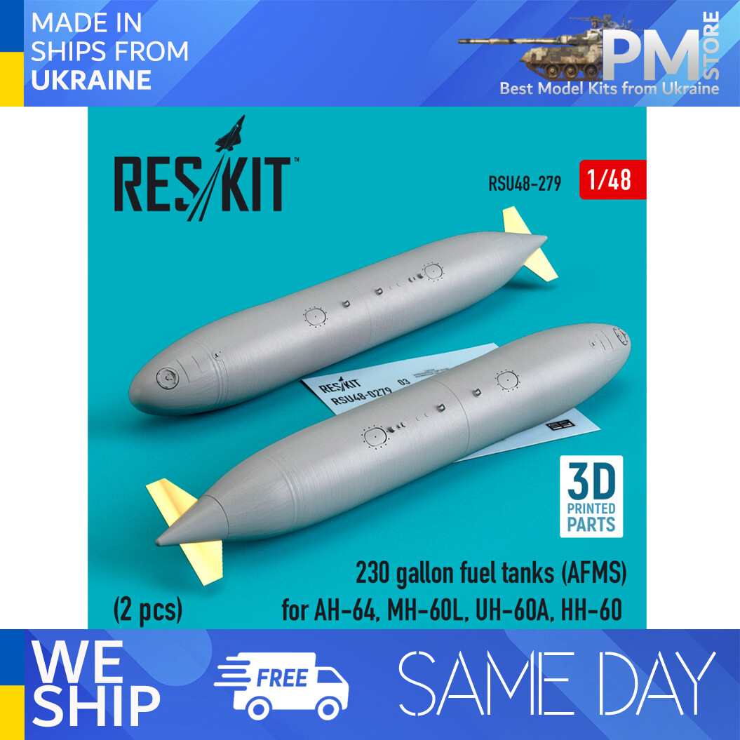 Reskit RSU48-0279 1/48 230 gallon fuel tanks (AFMS) AH-64, MH-60L, UH ...
