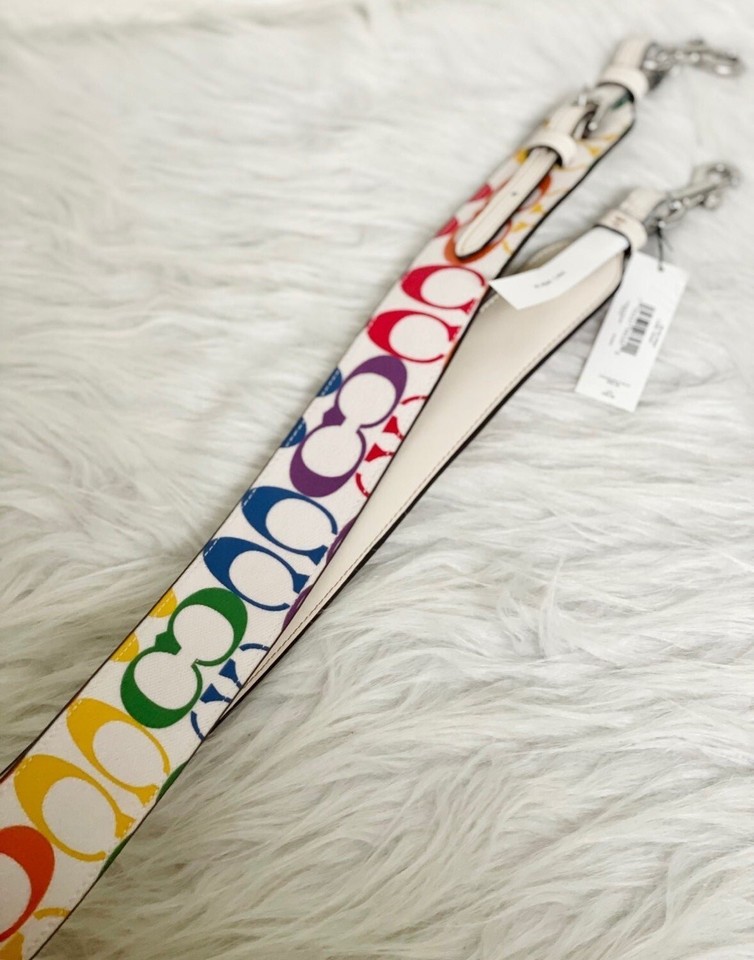 NWT Coach Strap In Rainbow Signature Canvas Silver / Chalk Multi CJ952 ...