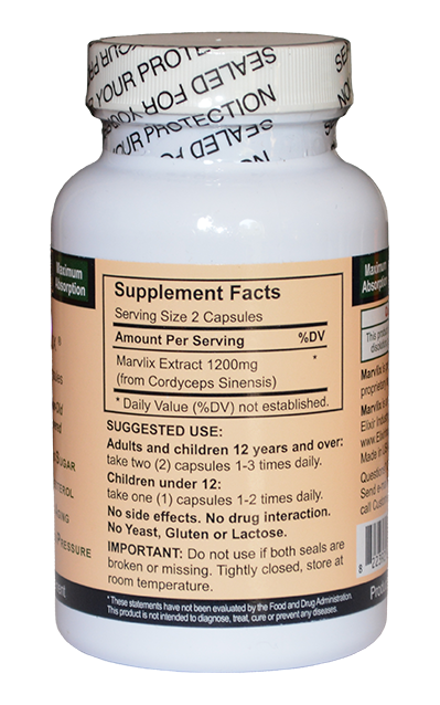 Marvlix w/ Cordyceps Sinensis Mushroom For Immune Health & Longevity (3 ...
