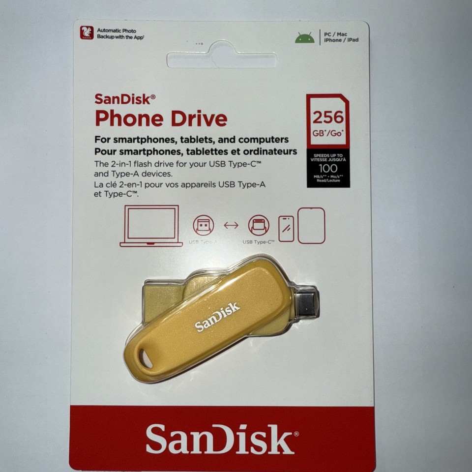Sandisk 256GB Phone Drive for Android USB Flash Drive Yellow SDDDC6 ...