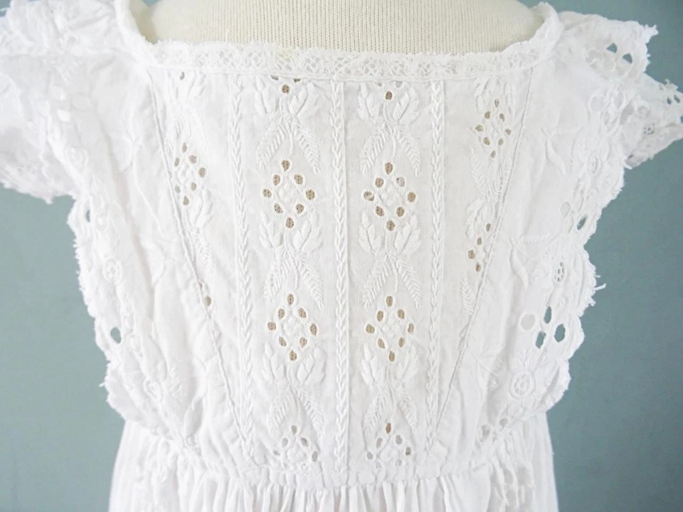 Antique Victorian Christening Gown Dress Princess Line Embroidered ...