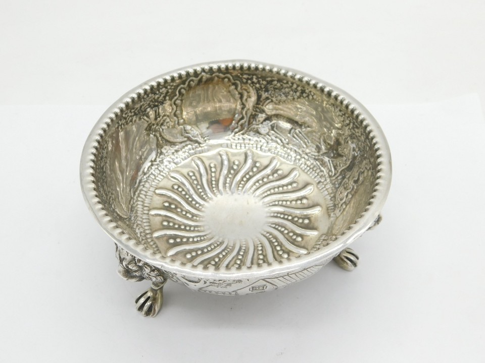Edwardian Sterling Silver Countryside Pattern Bowl Antique 1907 London ...