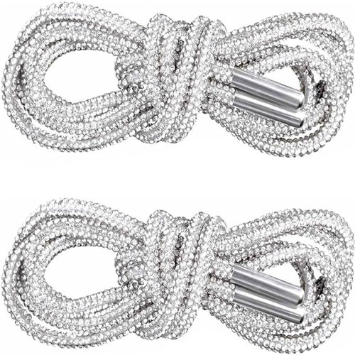 White Rhinestone Glitter Rope Bling Shiny Round Shoe Laces For Crystal ...