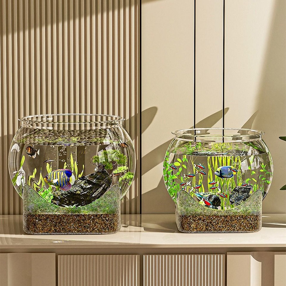 Round Fish Bowl Clear Aquarium Fish Tank Small Aquarium Flower Vases ...