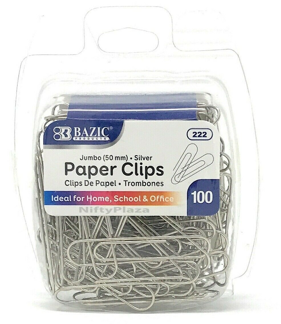 100 Large Jumbo Paper Clips 50mm Silver Smooth Finish Craft Home School ...